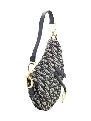 Dior Saddle Oblique Canvas Medium Shoulder Bag - Blue