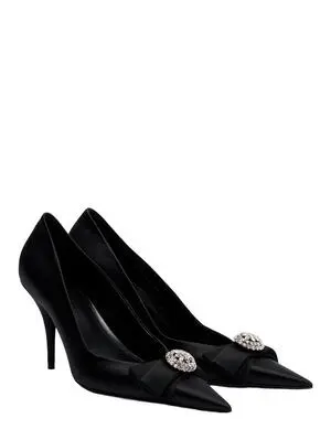 Balenciaga Balenciaga Avenue Palazzo 90 Embellished Satin Pumps Black