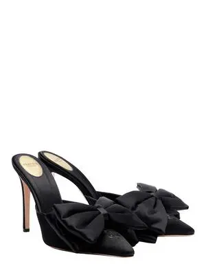 Valentino Garavani Yolande 105 Satin Bow Detail Mules - Black