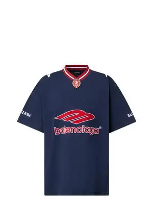 Balenciaga Logo Oversized Cotton Jersey T-shirt - Blue