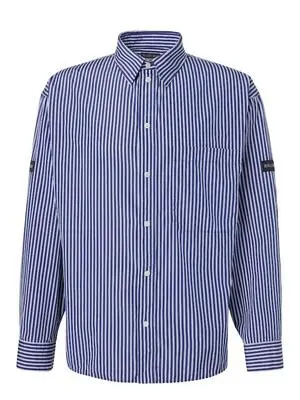 Balenciaga Striped Cotton-blend Poplin Shirt - Blue