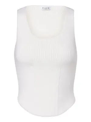 Alaïa Ribbed Wool-blend Bustier - White