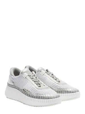 Chloé Chloe Metallic-Effect Platform Sneakers Silver