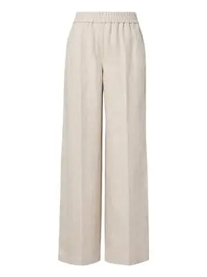 Brunello Cucinelli Wide-leg Linen And Cotton Trousers - Beige