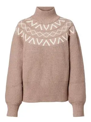 Varley Marcie Ribbed-knit Turtleneck Sweater - Beige