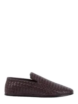 Bottega Veneta Intrecciato Leather Slip-on Shoes - Brown