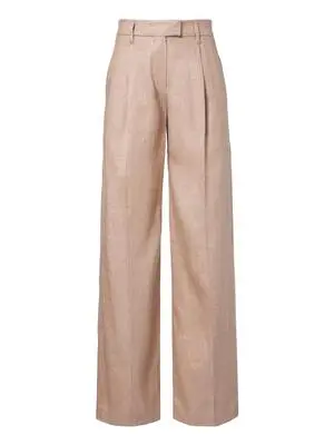 Brunello Cucinelli Linen-blend Wide-leg Trousers - Pink