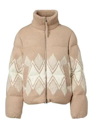 Varley Belinda Knitted Puffer Jacket - Beige