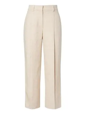 BRUNELLO CUCINELLI Brunello Cucinelli Cropped Linen And Silk-Blend Wide-Leg Trousers