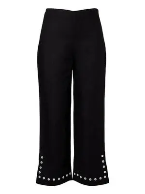 Staud Linen-blend Flared Pants - Black