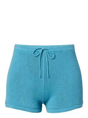 Staud Samara Cotton Shorts - Blue