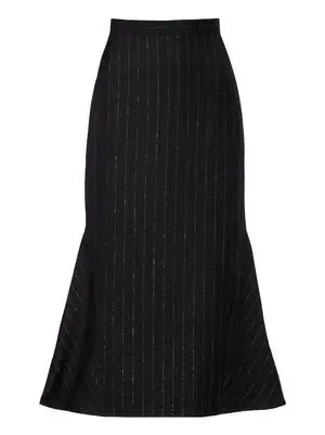 ERDEM Erdem Pinstriped Wool Midi Skirt