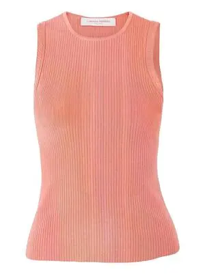 Carolina Herrera Ribbed Knit Tank With Braided Trim - Pink