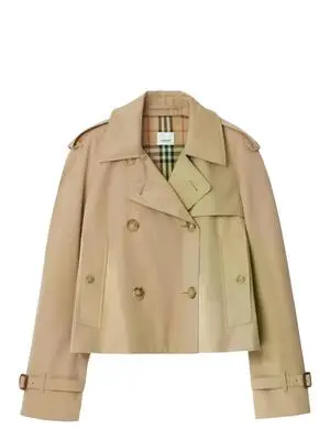 Burberry Burberry Double-Breasted Cropped Cotton Trench Coat Neutrals