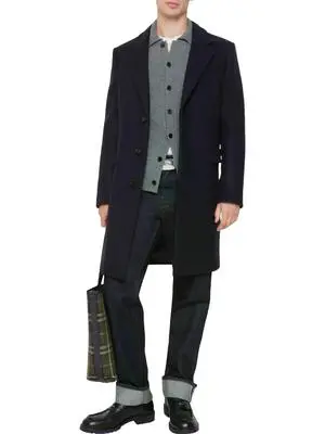 Burberry Wool Tailored Coat - Blue