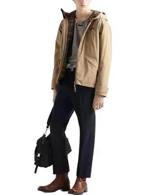 Prada Hooded Zip-fastening Jacket - Neutrals
