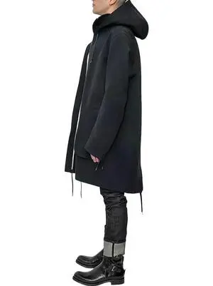 DEEPTI Hooded Parka With Zip Fastening And Drawstring Details - Black