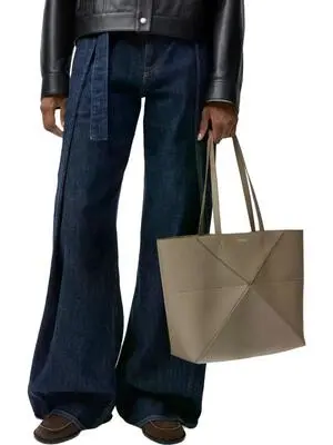 Loewe Puzzle Fold Horizontal Tote Bag - Brown