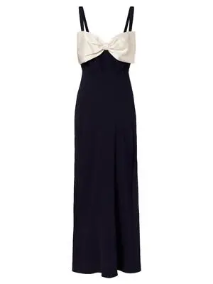 Rixo Bow-detail Satin Midi Dress - Blue