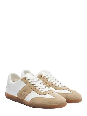 TOD'S Suede-trimmed Leather Sneakers - White