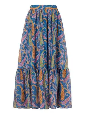 Etro Paisley Cotton Silk Maxi Skirt - Multicoloured
