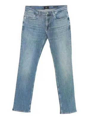 7 For All Mankind Topstitch Straight Leg Jeans - Blue