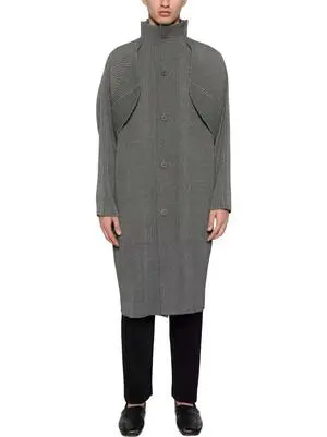 Issey Miyake Pleated Funnel-neck Coat - Grey