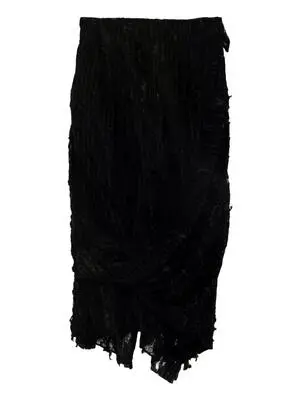 Yohji Yamamoto Dameged Stripe Twist Skirt - Black