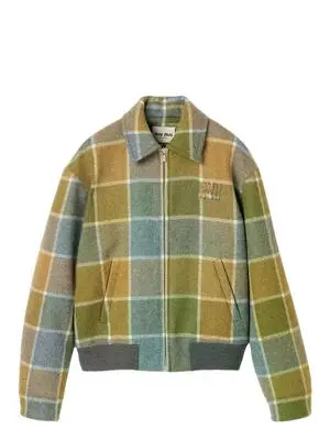 Miu Miu Checked Bomber Jacket - Brown
