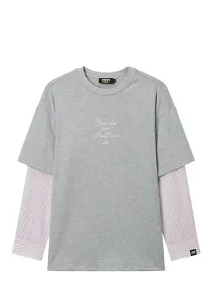 MINI CREAM Striped Long Sleeve T-shirt - Grey
