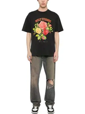 MELT Floral-printed T-shirt Black