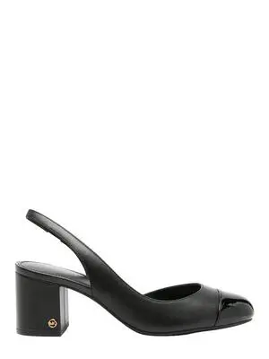 Michael Kors Calf Leather Block Heel Slingback Pumps - Black