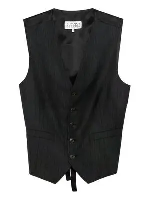 MAISON MARGIELA MM6 Maison Margiela Dark Grey Pinstripe Button Vest
