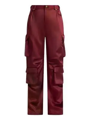 Manière De Voir High-waisted Satin Cargo Trousers - Red