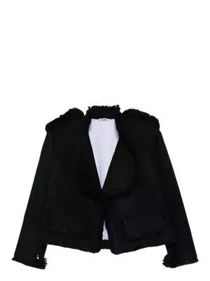 PARLOR Frayed Detail Jacket - Black
