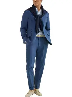 Brunello Cucinelli Notched-lapels Blazer - Blue