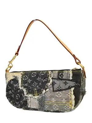 LOUIS VUITTON 2007 Monogram Denim Patchwork Pouchy Shoulder Bag - Grey
