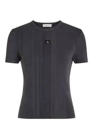 Calvin Klein Ribbed Logo-patch T-shirt - Grey