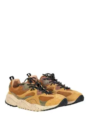 FLOWER MOUNTAIN Ochre Patterned Sole Lace-up Sneakers - Brown