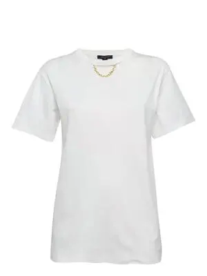 LOUIS VUITTON Louis Vuitton Chain-Embellished Crew Neck T-Shirt White