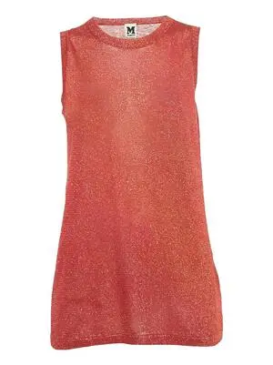Missoni Sleeveless Round Neck Lurex Knit Top - Red