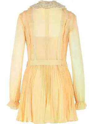 SELF-PORTRAIT Pleated Mini Dress Neutrals