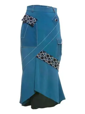 PETER PILOTTO Contrast Stitching Midi Skirt - Blue