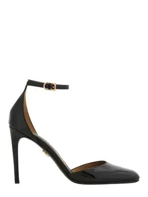 FERRAGAMO Patent Leather Ankle Strap Pumps - Black