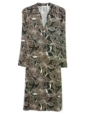 Marc O'polo Floral Print V-neck Midi Dress - Black