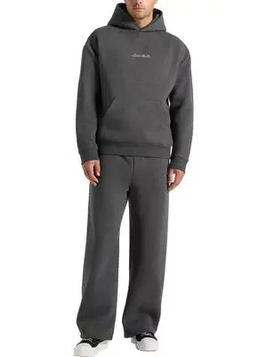 Manière De Voir Logo Embroidered Relaxed Fit Hoodie - Grey