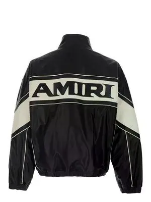 Amiri Logo Print Leather Jacket - Black
