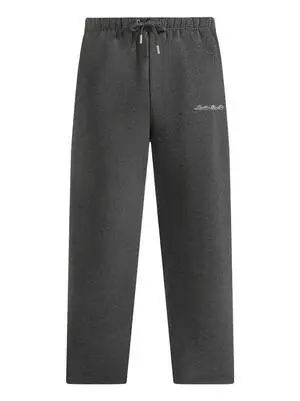 Manière De Voir Logo-embroidered Charcoal Wide-leg Track Pants - Grey
