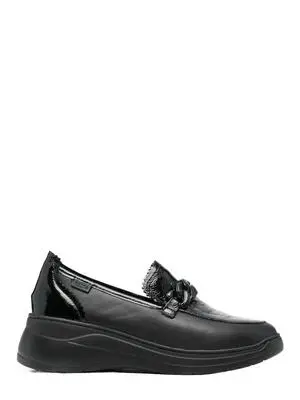 MELLUSO Chain-embellished Patent Loafers - Black