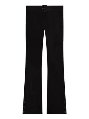 COURREGES Ribbed Belted Button Detail Capri Pants - Black
